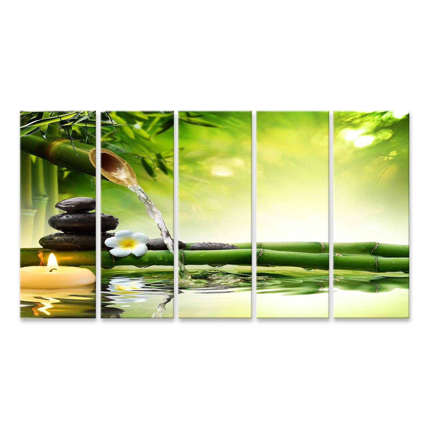 islandburner Leinwandbild »Bild auf Leinwand Spa Zen Steine Im Garten Mit Fliessendem Wasser ...