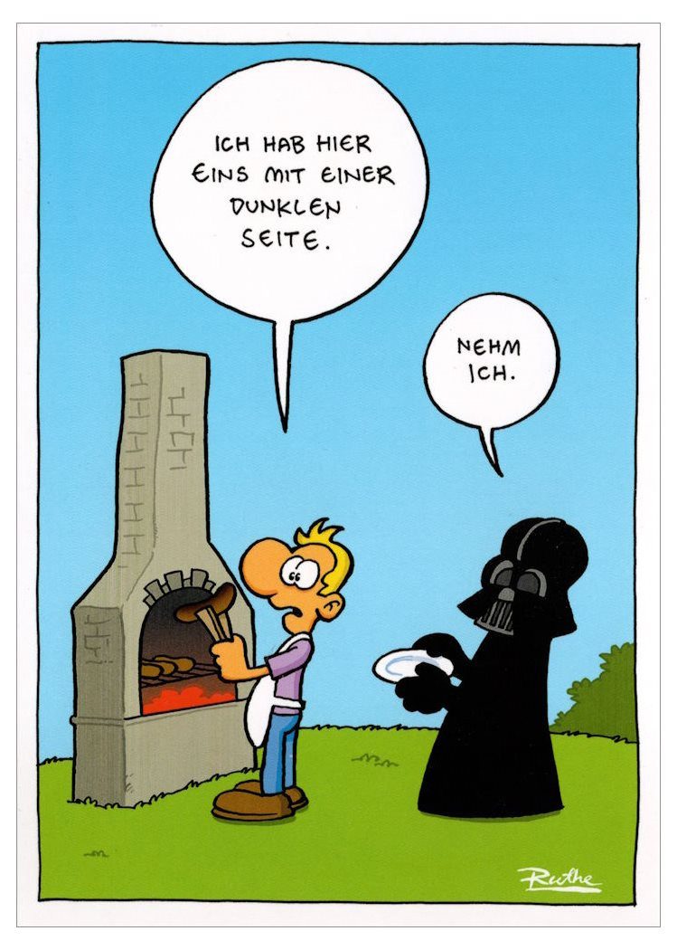 Postkarte Ralph Ruthe "Ich hab hier eins mit einer dunklen Seite."