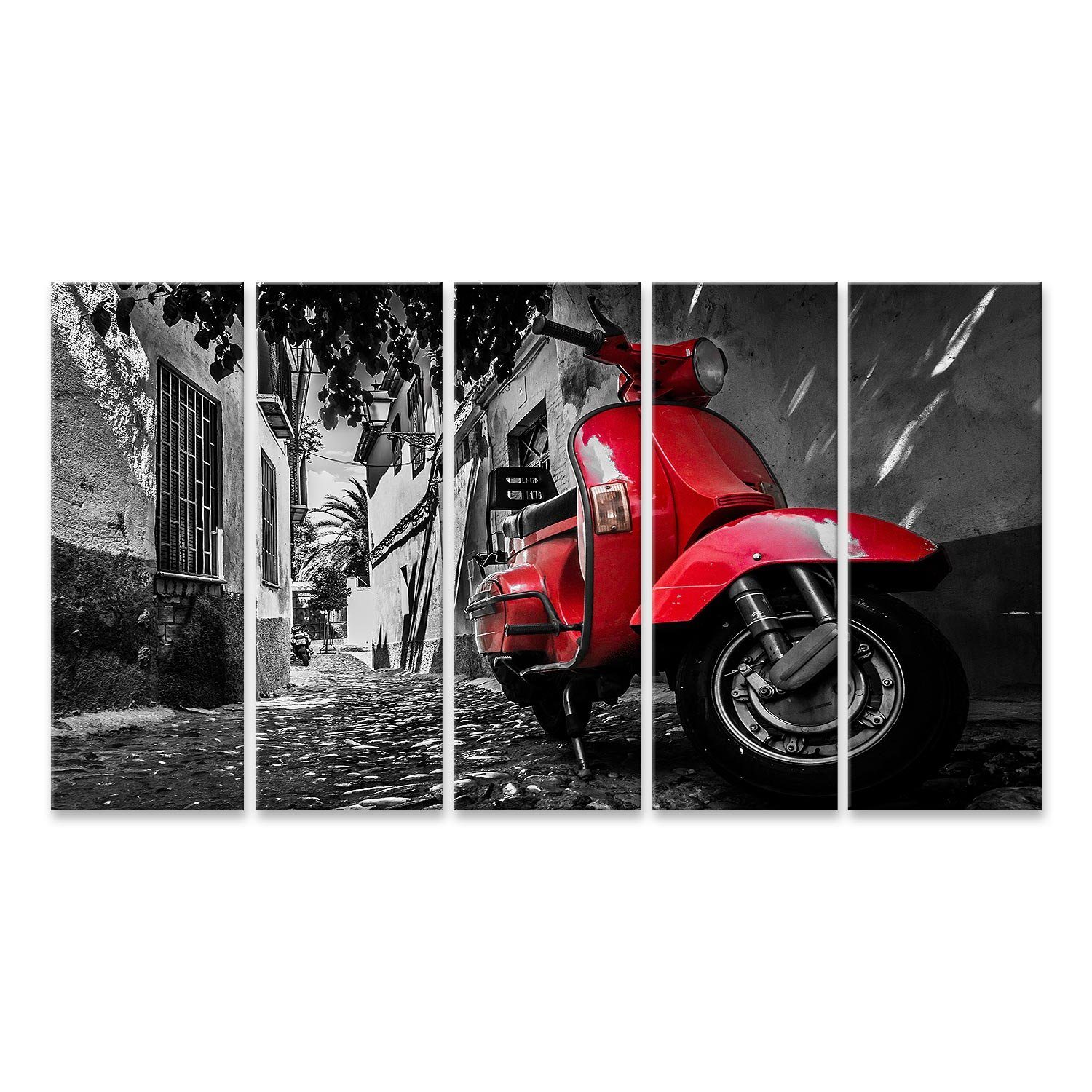 Islandburner Leinwandbild Bild Auf Leinwand Ein Roter Vespa Roller