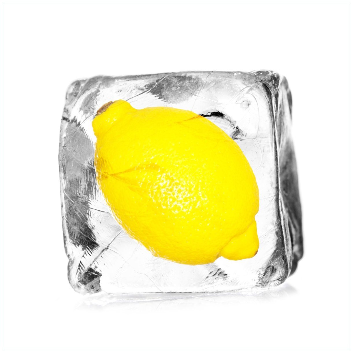 Wallario Acrylglasbild Zitrone In Eiswürfel Eiskaltes Obst In