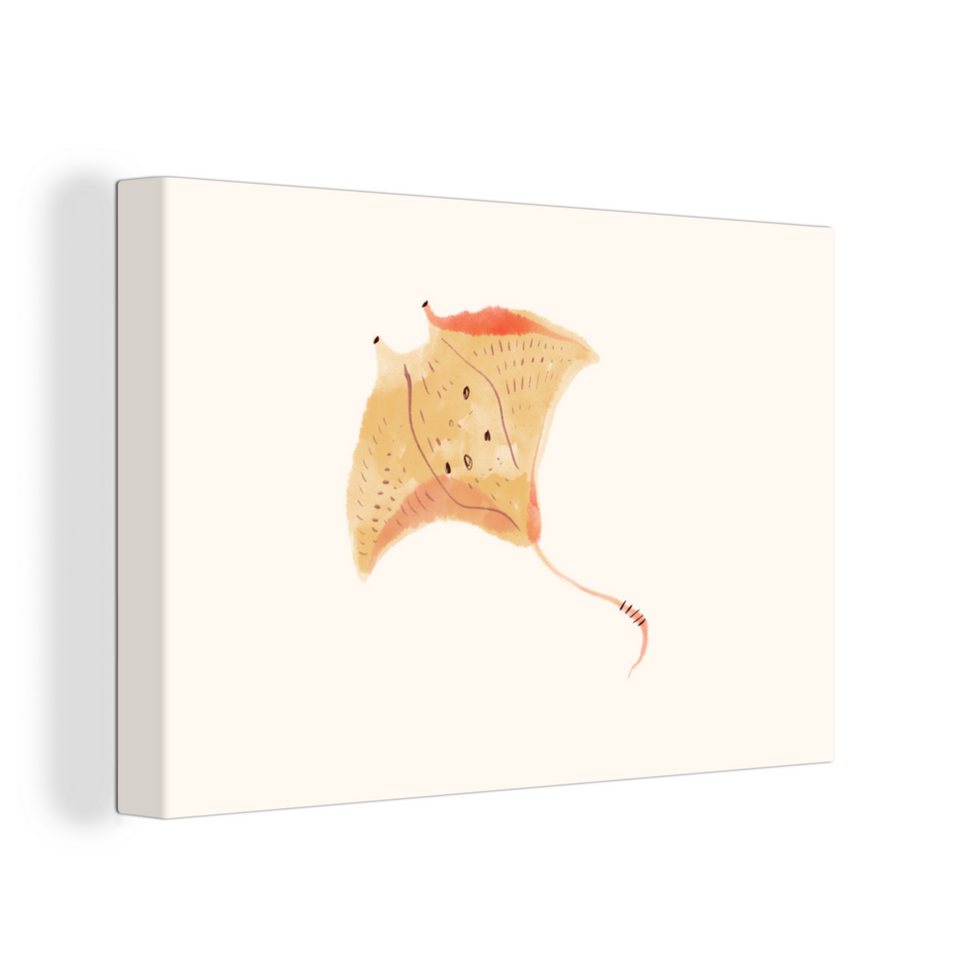 Onemillioncanvasses® Leinwandbild Rochen Fisch Aquarell 1 St