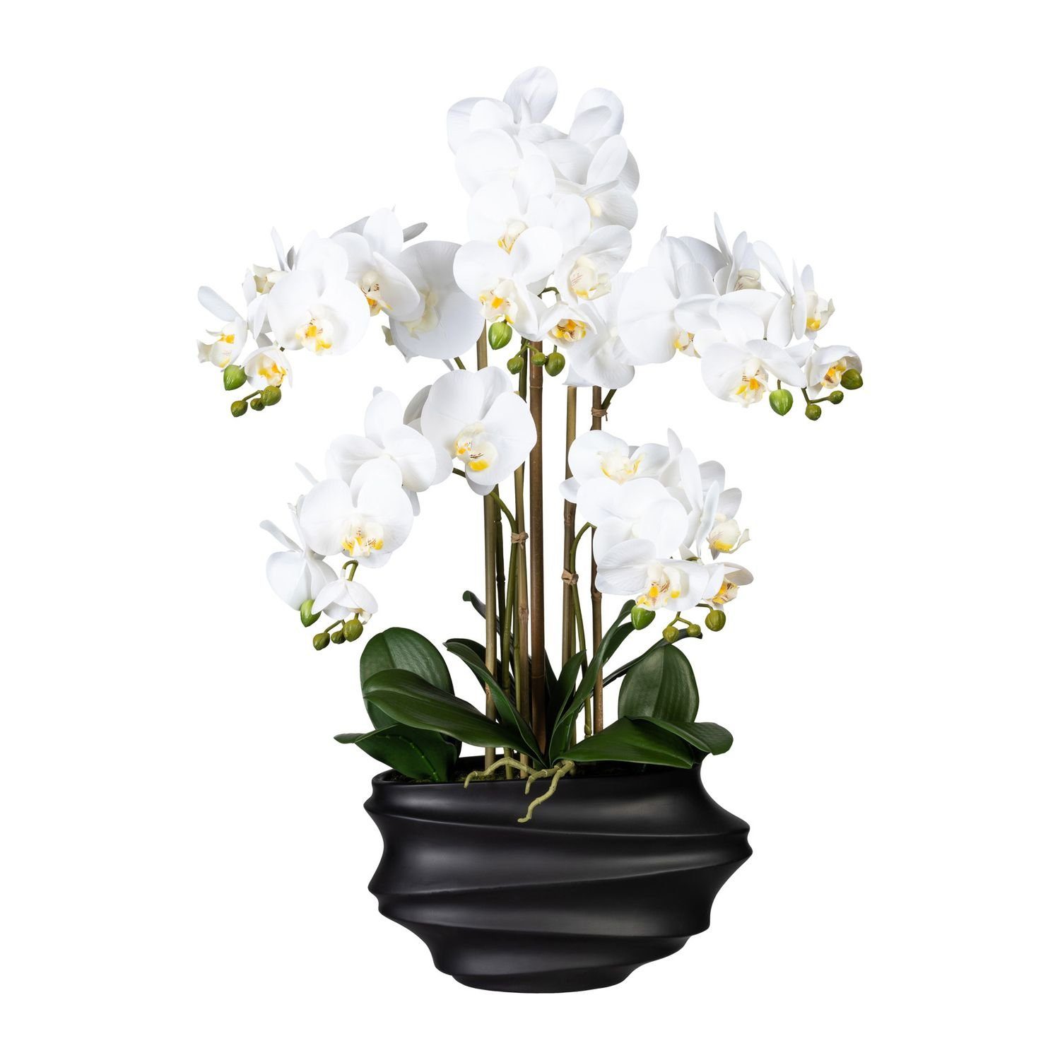 Kunstpflanze Künstliche Orchidee 75cm In Schwarzer Kunststoffvase In
