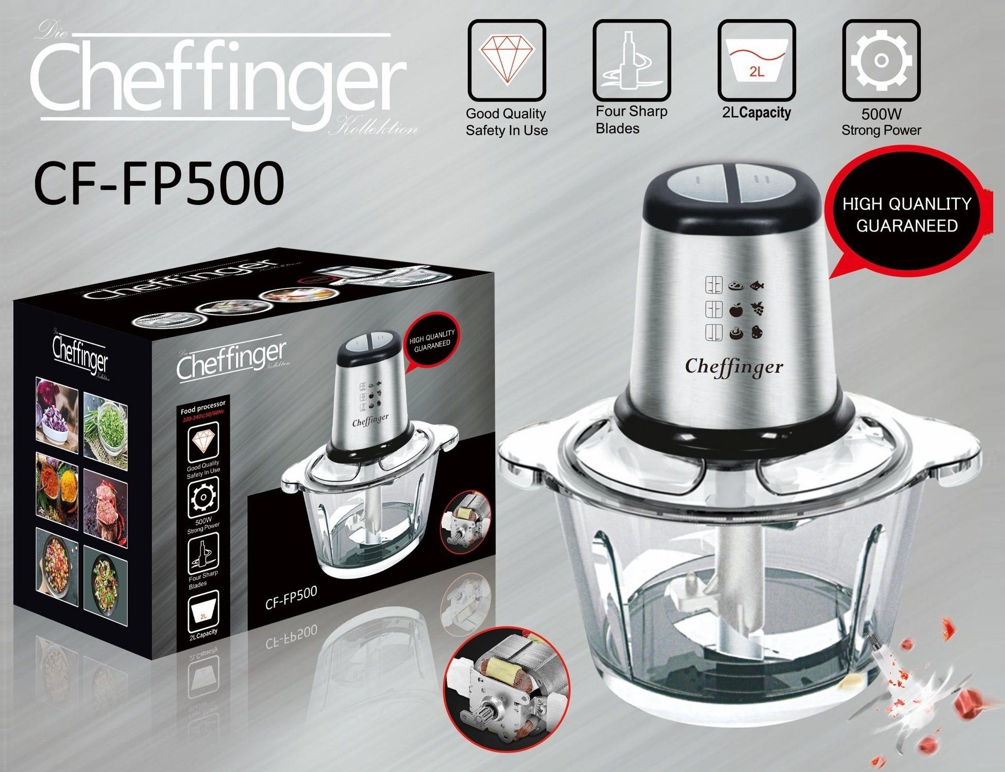 Cheffinger Standmixer Food Processor Zerkleinerer Mixer Küchenmaschine 500W Cheffinger, Er ...