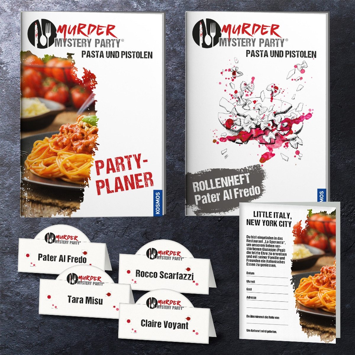 KOSMOS Verlag Spiel Krimi Dinner Murder Mystery Party Pasta und ...