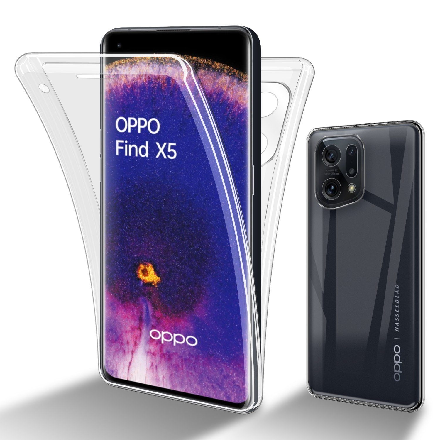 Cadorabo Handyhülle Tpu 360 Grad Case Oppo Find X5 Flexible Case Handy