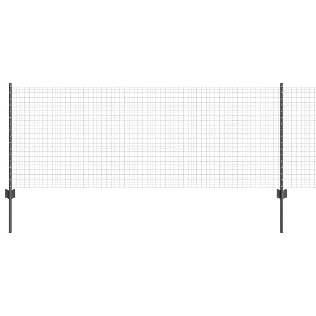 vidaXL Zaun, Zaun mit Pfosten Grau 0,8 x 100 m Stahl und PVC, Gartenzaun