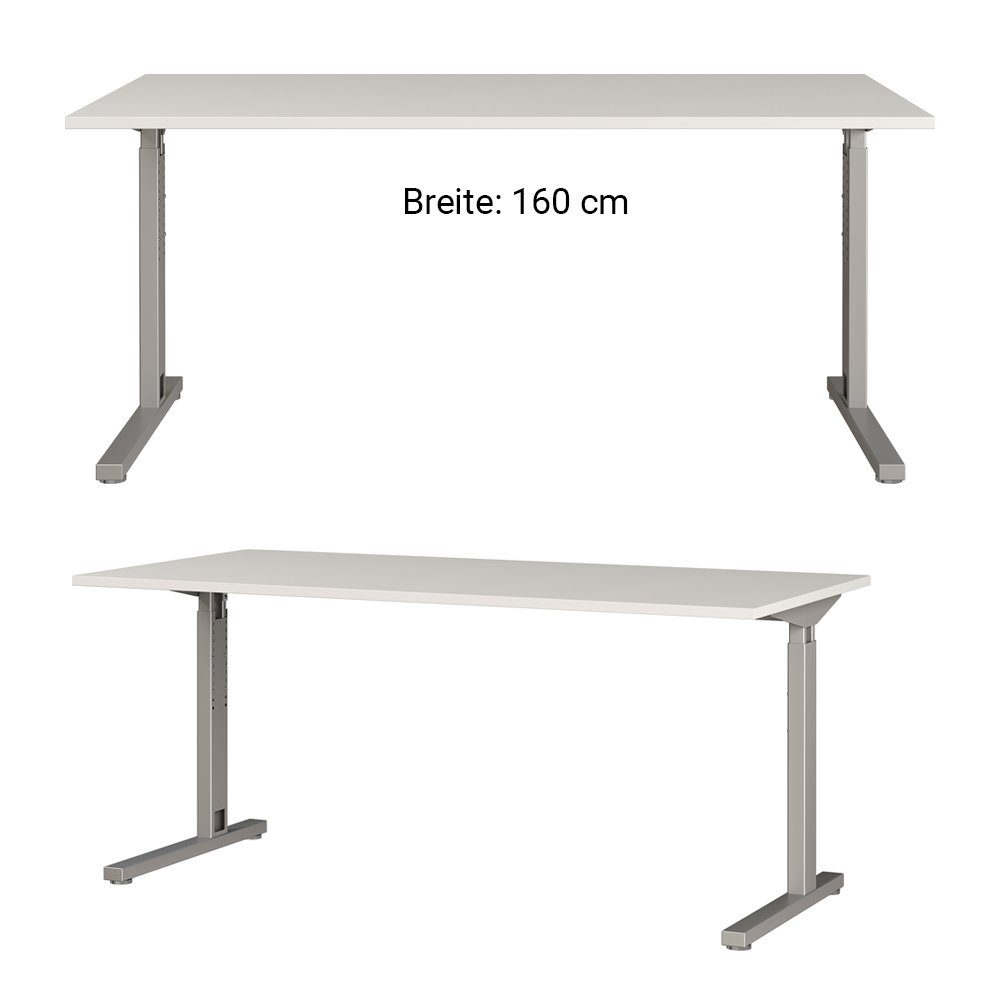 Lomadox Schreibtisch Prato 01 160 Cm Höhenverstellbar In Grau Bht