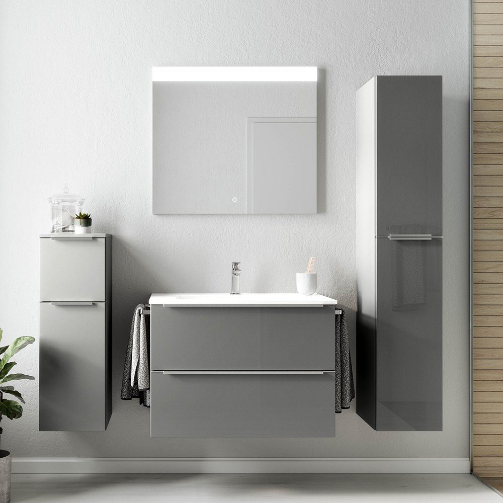 Lomadox Badmöbel Set Palermo 136 Grey Spar Set 4 St Grau 1601691