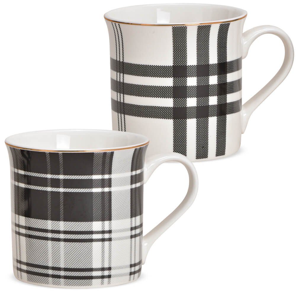 Matches21 Home And Hobby Tasse Kaffeetassen 2er Set Kariert Karo Muster