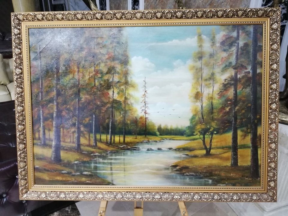 Jvmoebel Gemälde Ölbild Gemälde Bilder Bild Handgemalt Öl Rahmen Barock