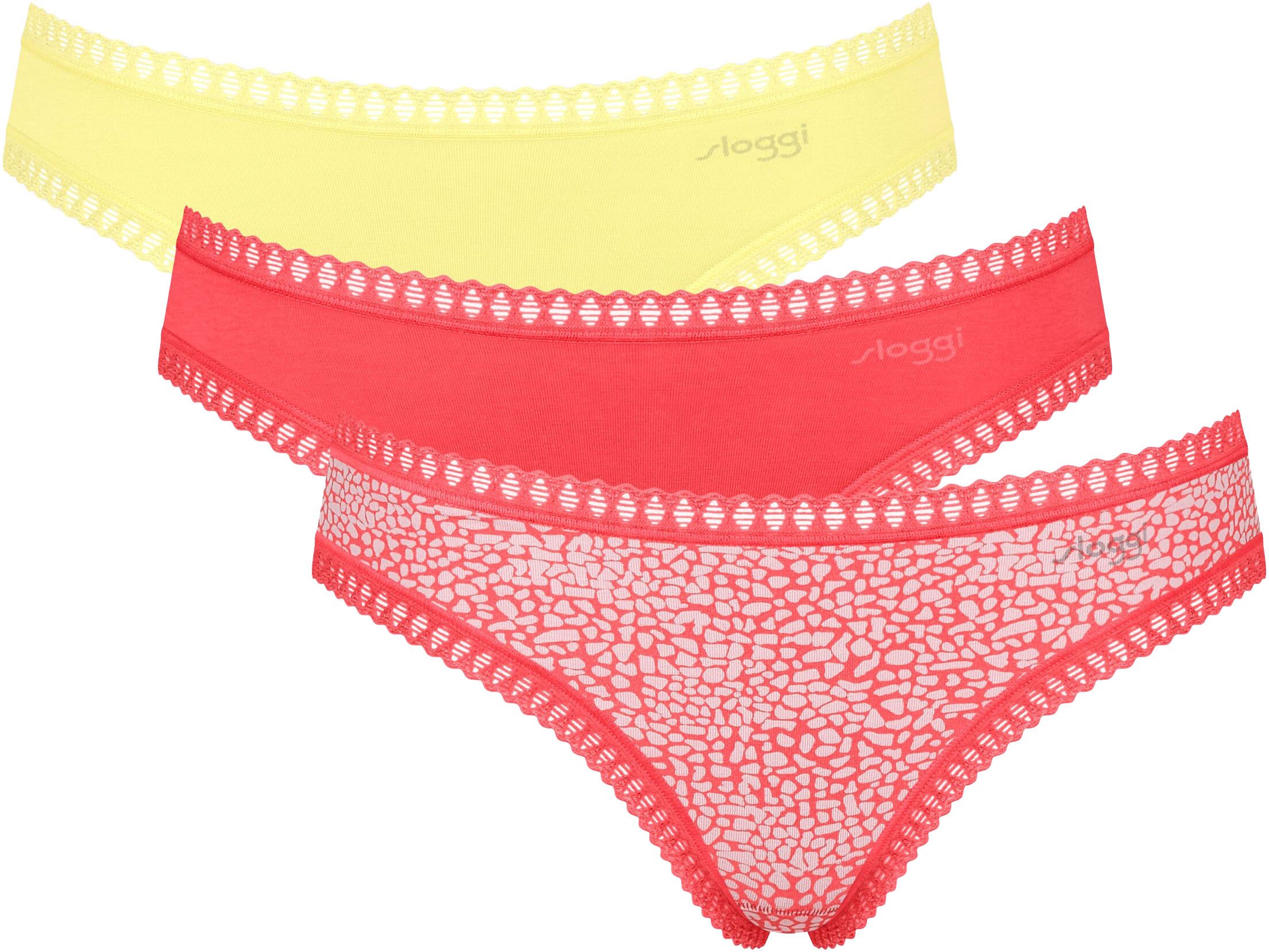 sloggi Minislip GO Crush (3er Pack) dehnbare Spitzendetails, uni ...