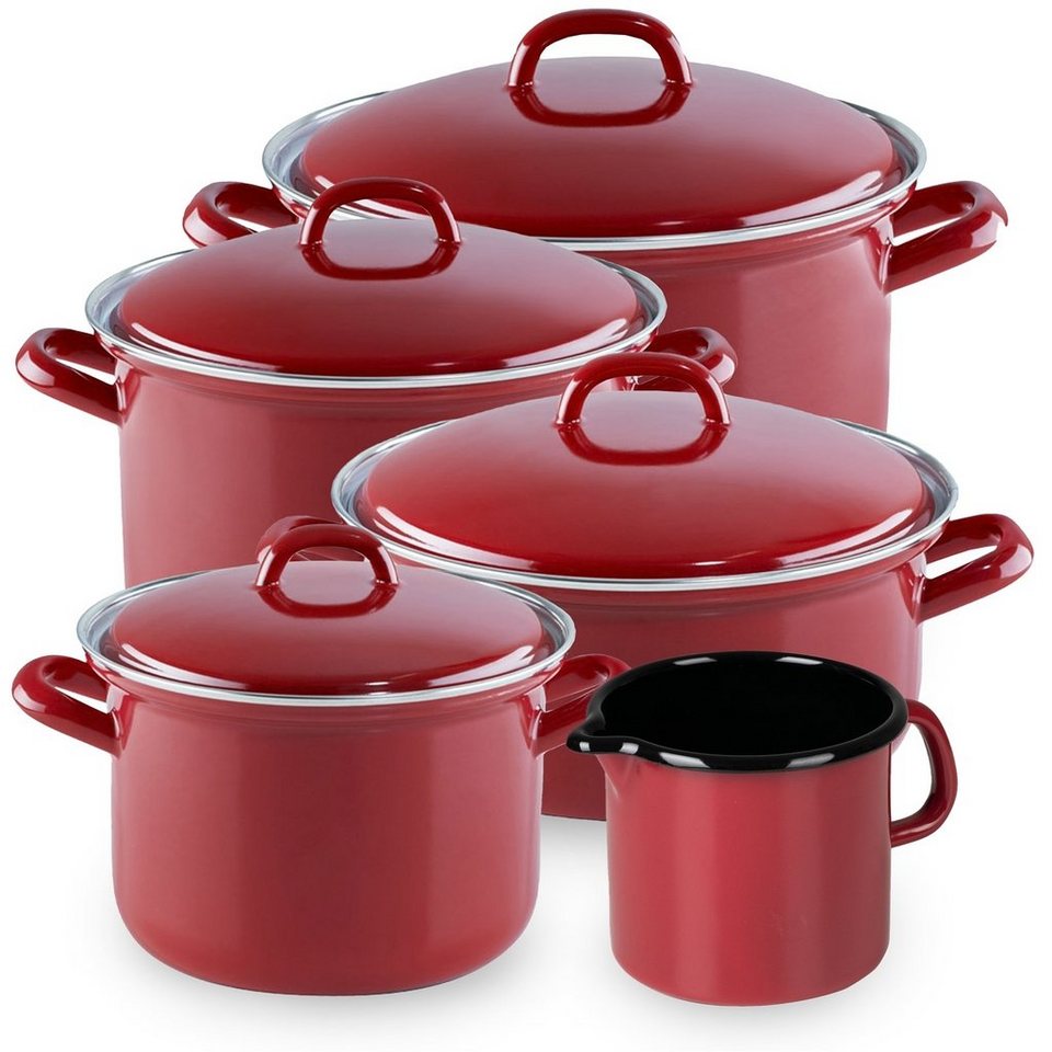Riess Topf Set Topfset 5 Teilig Red Emaille 5 Tlg Topfset Online