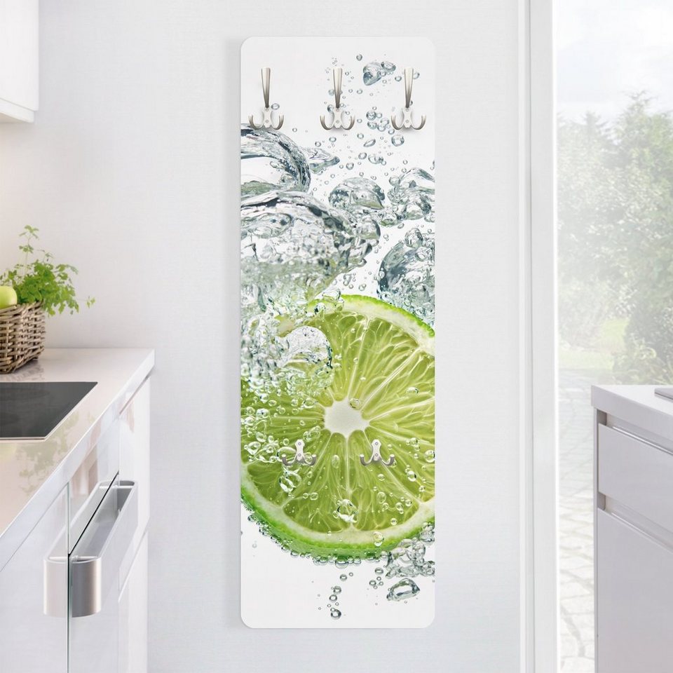 Bilderdepot24 Garderobenpaneel Design Kulinarisch Lime Bubbles