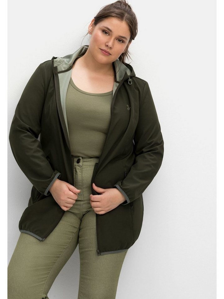 Sheego Softshelljacke Große Größen Mit Kapuze Und Kontrastdetails