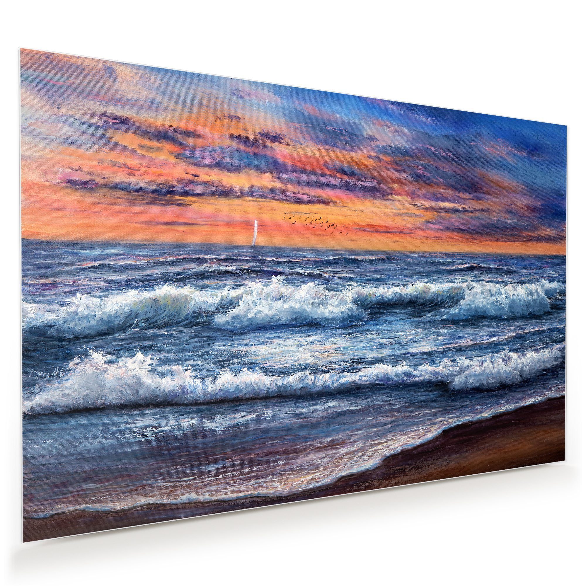 Primedeco Glasbild Wandbild Sonnenuntergang über Ozean mit Aufhängung, Natur