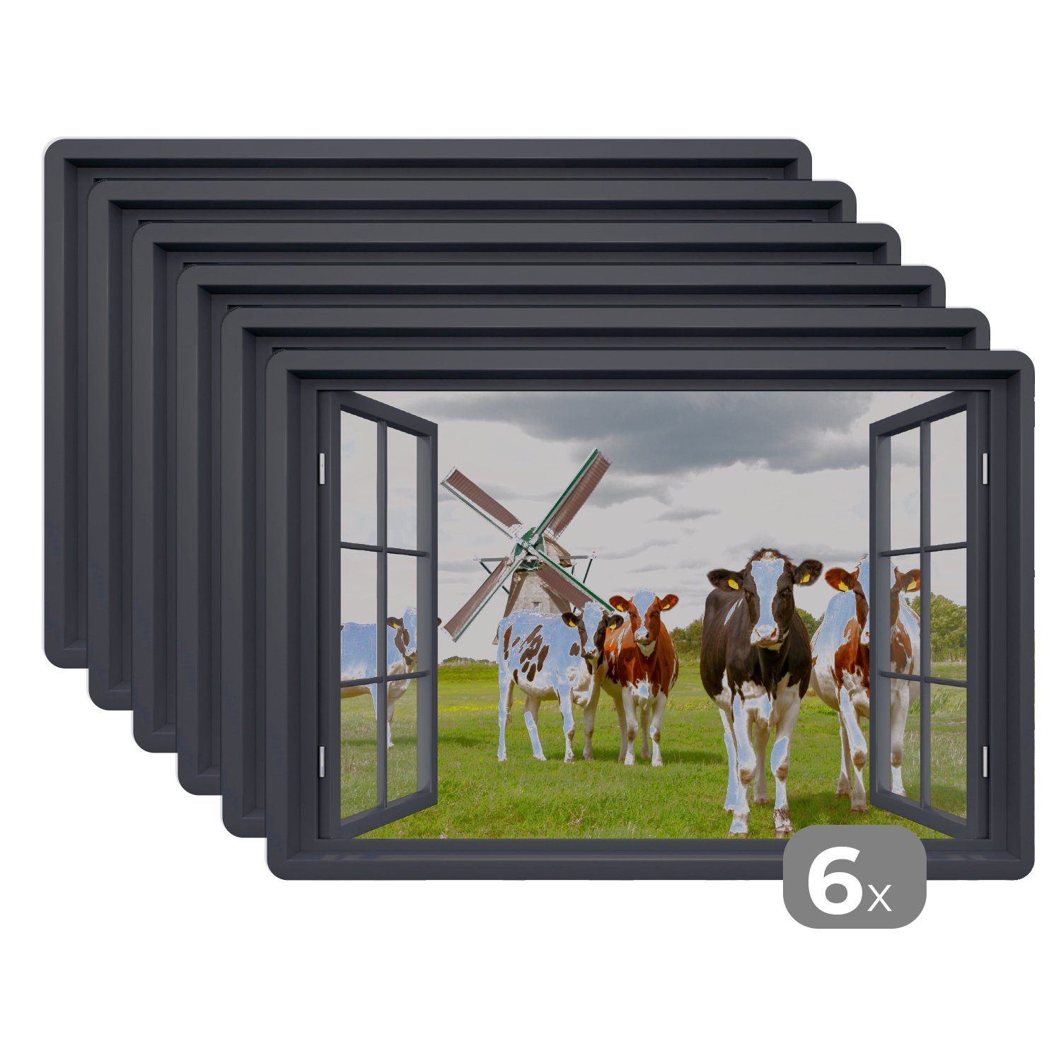 Platzset Aussicht Kuh Mühle Kühe Wiese Gras Grün Muchowow