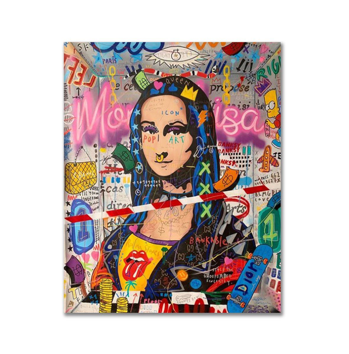 TPFLiving Kunstdruck (OHNE RAHMEN) Poster - Leinwand - Wandbild, Graffiti Wall Art Mona Lisa ...