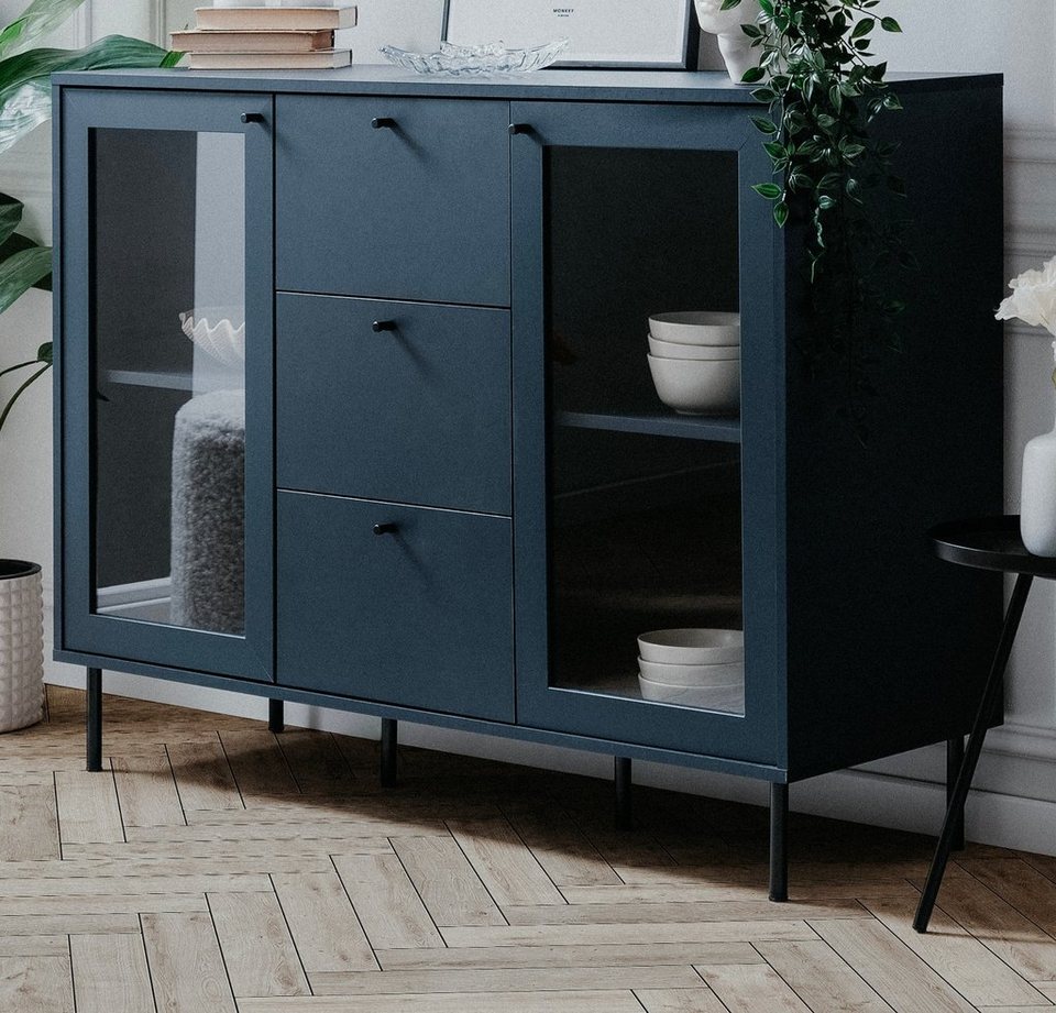 Furndesign Kommode Barina Sideboard In Dunklem Blau 120 X 90 Cm