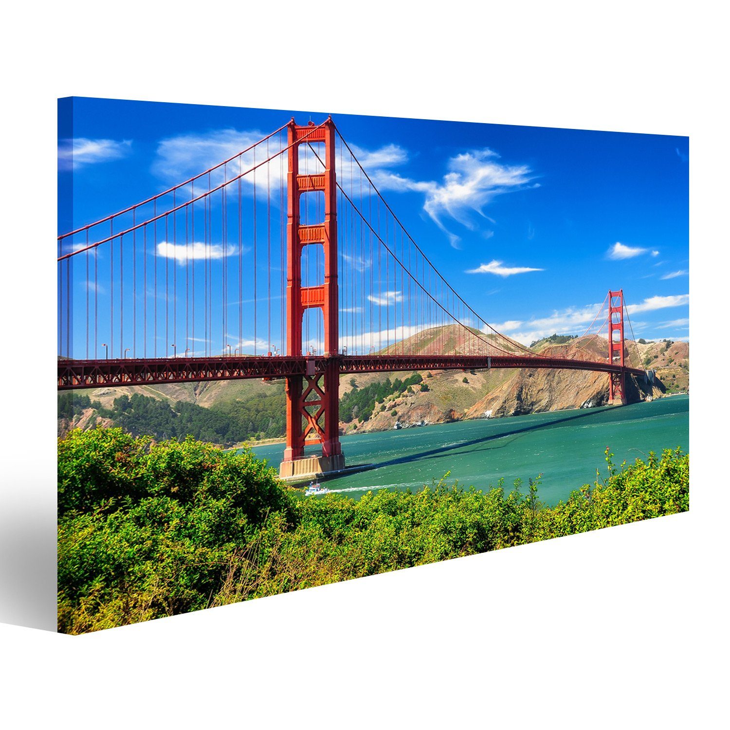 islandburner Leinwandbild »Bild auf Leinwand Golden Gate Bridge Lebhaften Tag Landschaft San ...