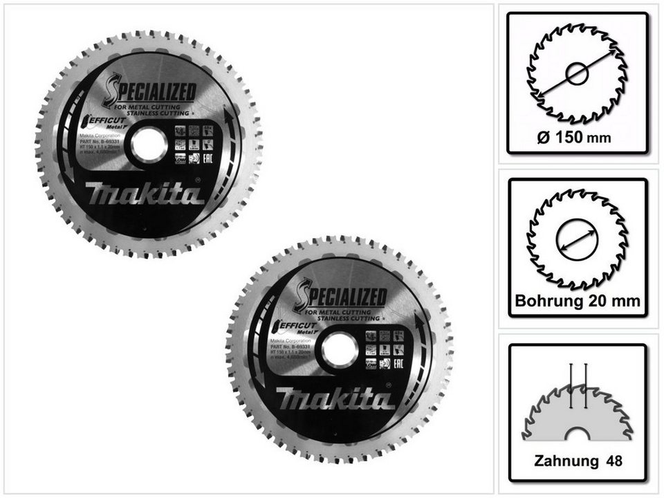 Makita Kreissägeblatt MCCS15048E SPECIALIZED EFFICUT Sägeblatt 150 x 20 ... Makita Kreissägeblatt MCCS15048E SPECIALIZED EFFICUT Sägeblatt 150 x 20 ...