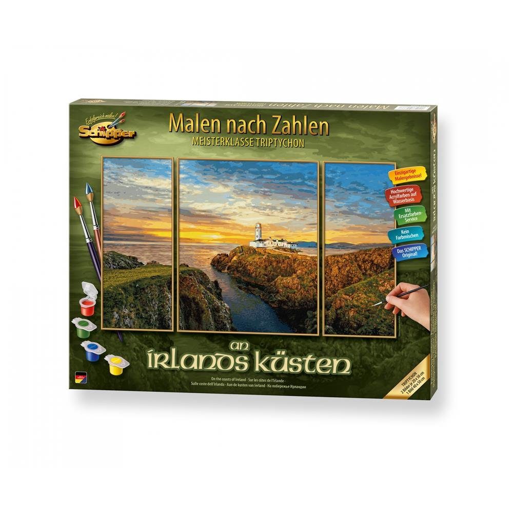 Schipper Malen nach Zahlen An Irlands Küsten, 80 x 50 cm, Triptychon, Bilder malen für ...