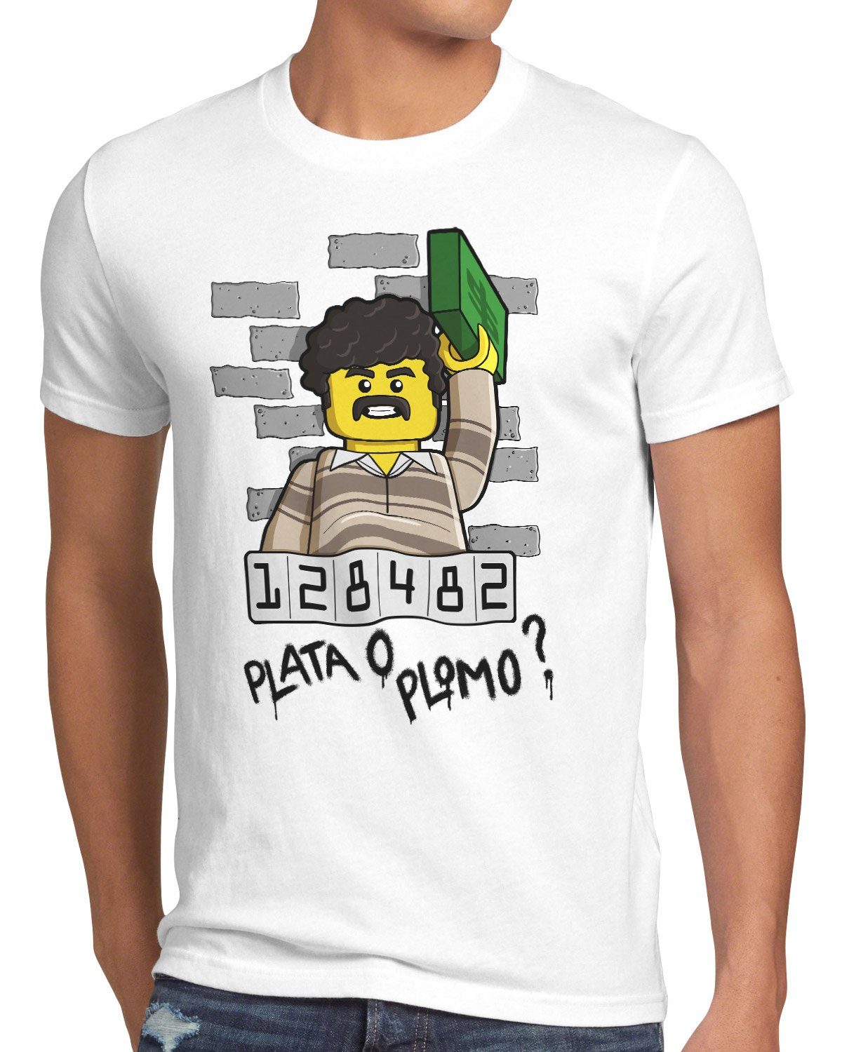 style3 T-Shirt Pablo Escobar Plata o Plomo kokain klemmbaustein ...