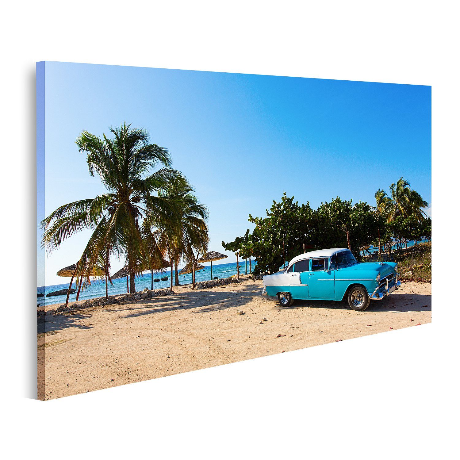 islandburner Leinwandbild Bild auf Leinwand Alter Oldtimer Strand Kuba Wandbild Poster ...