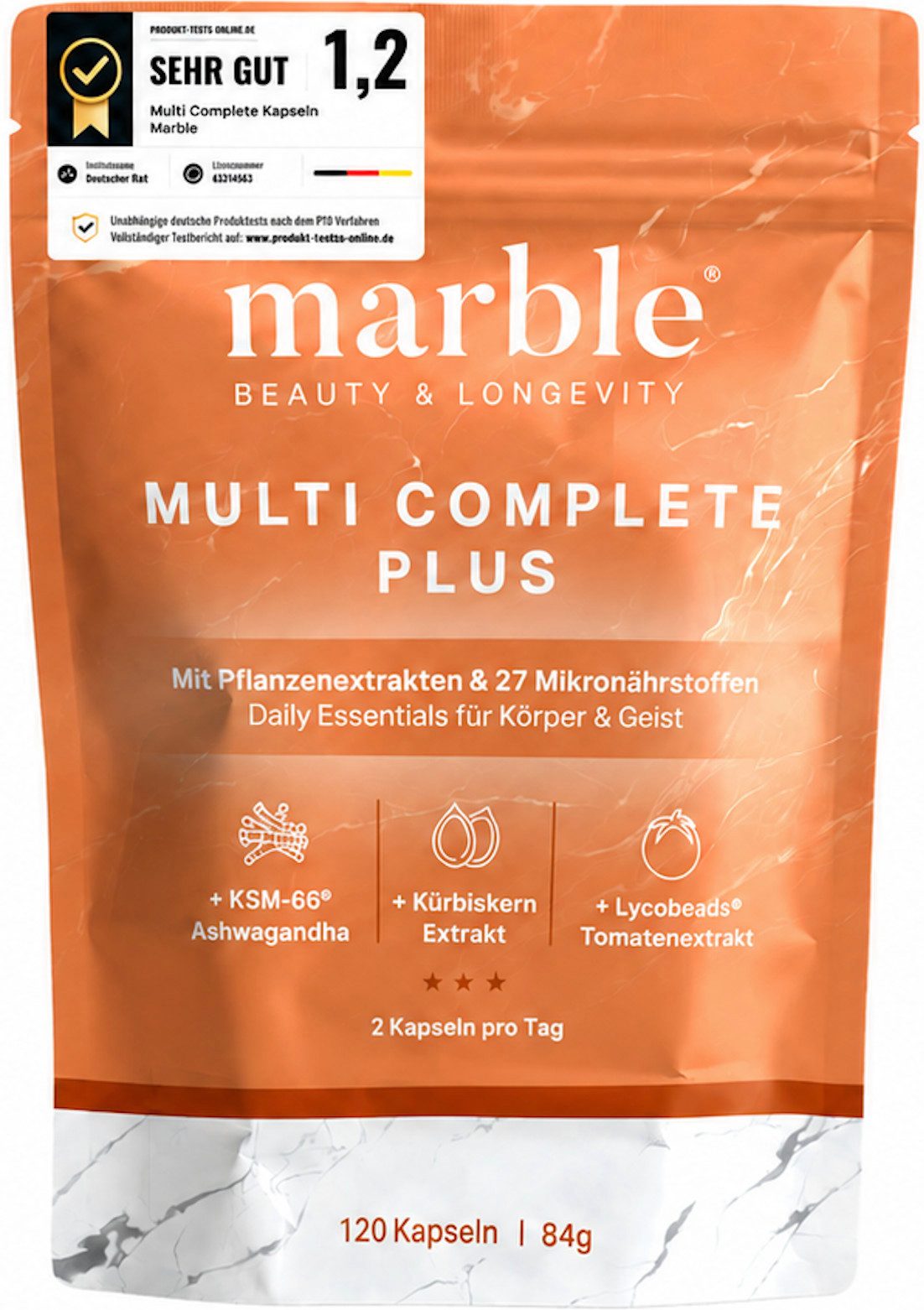Marble marble® Astaxanthin hochdosiert 12 mg 120 Softgels mit Krillöl ...