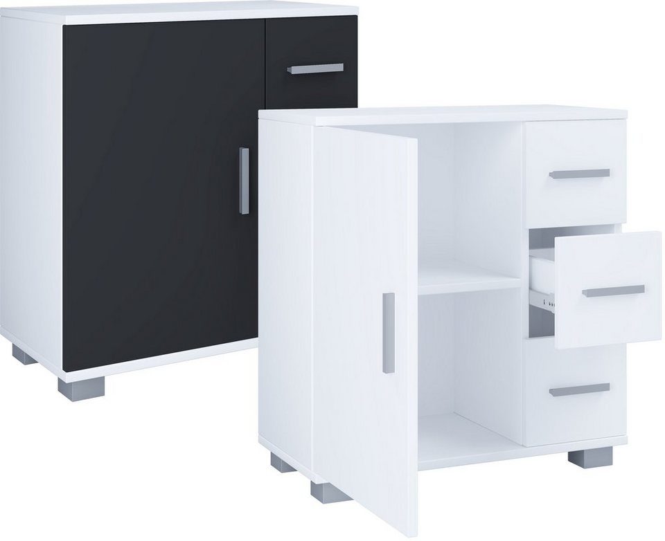 Vcm Midischrank Holz Badmöbel Midischrank Bad Schublade Zalo