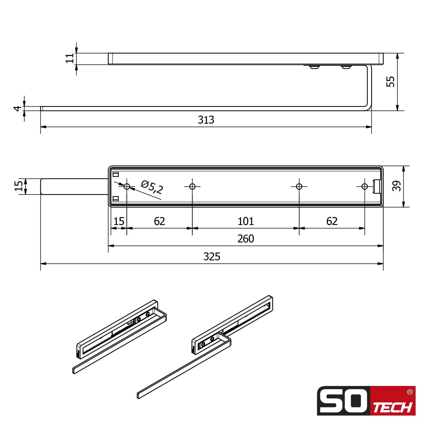 SO-TECH® Teleskop-Handtuchhalter Handtuchauszug STYLE Montage an Waschtisch in Bad und Küche, 1 ...
