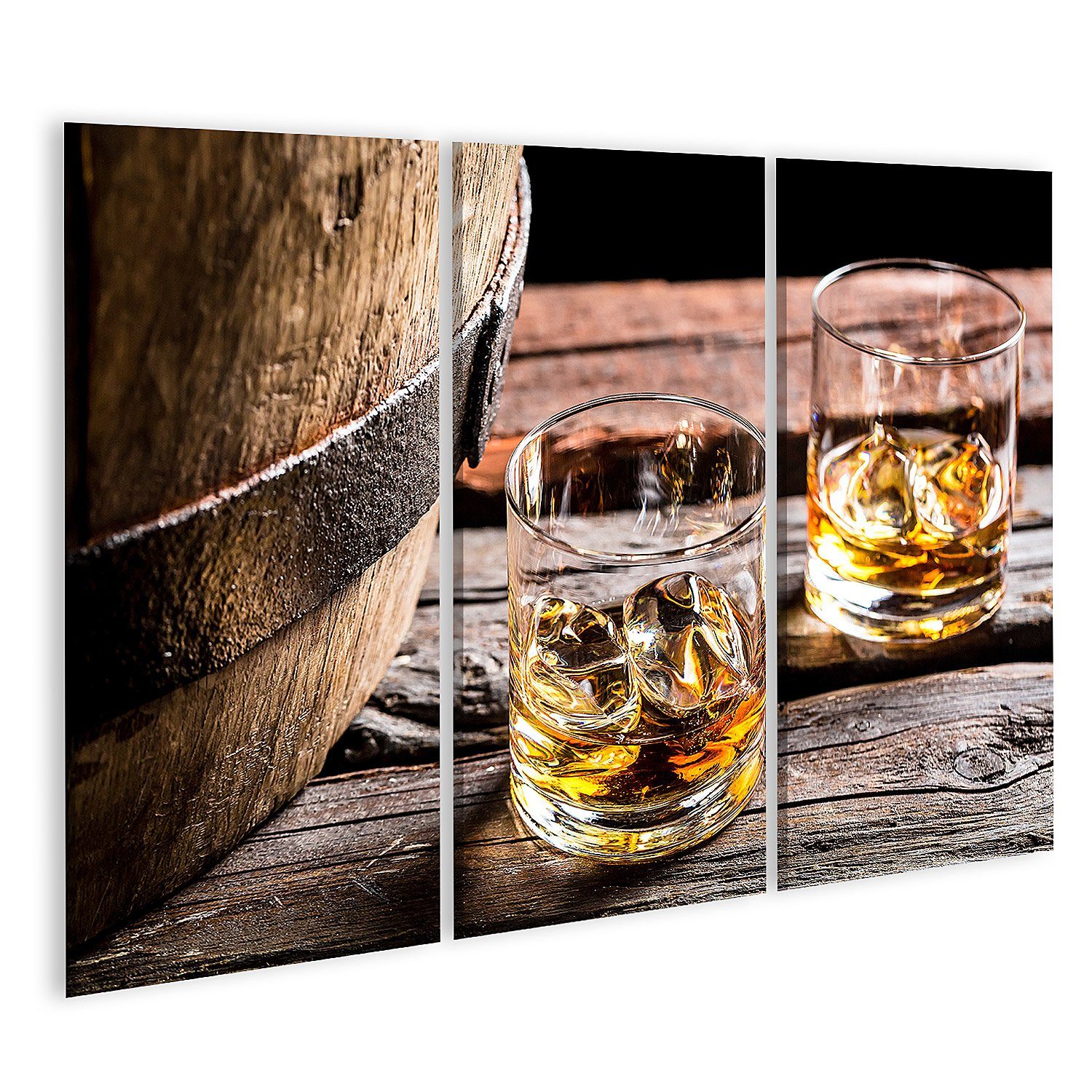 islandburner Leinwandbild Bild auf Leinwand Glas Whiskey im alten Keller Wandbild Poster Kunstdr