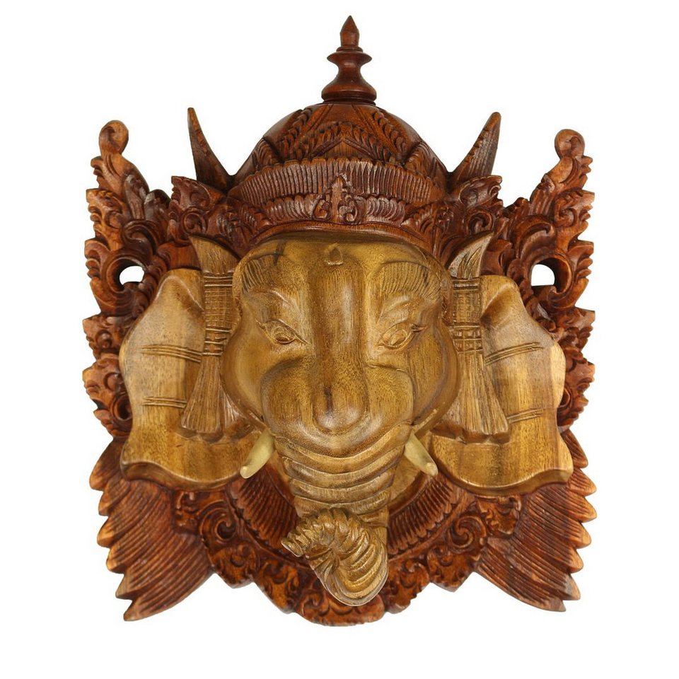 Oriental Galerie Holzbild Ganesha 2 Farbig Aus Soar Holz 16 Cm