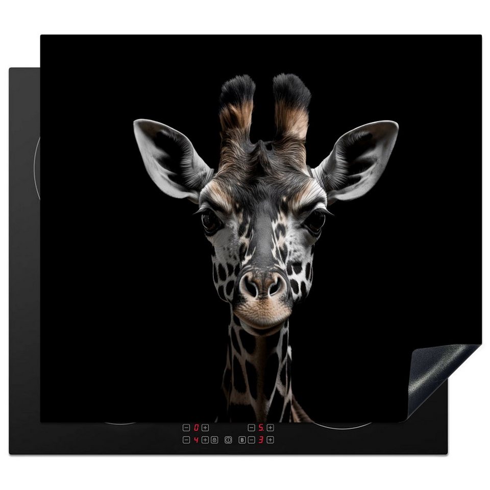 Muchowow Herdblende Abdeckplatte Giraffe Porträt Schwarz Tier