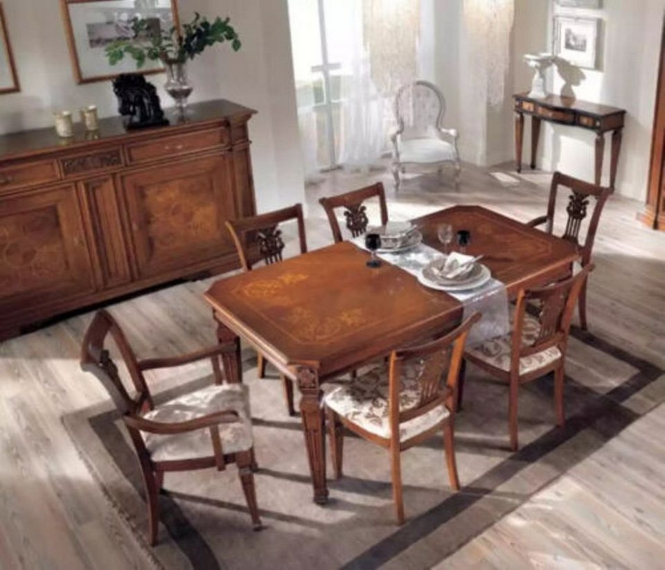 Jvmoebel Esstisch Klassischer Esstisch Holz Esszimmer Garnitur Braun