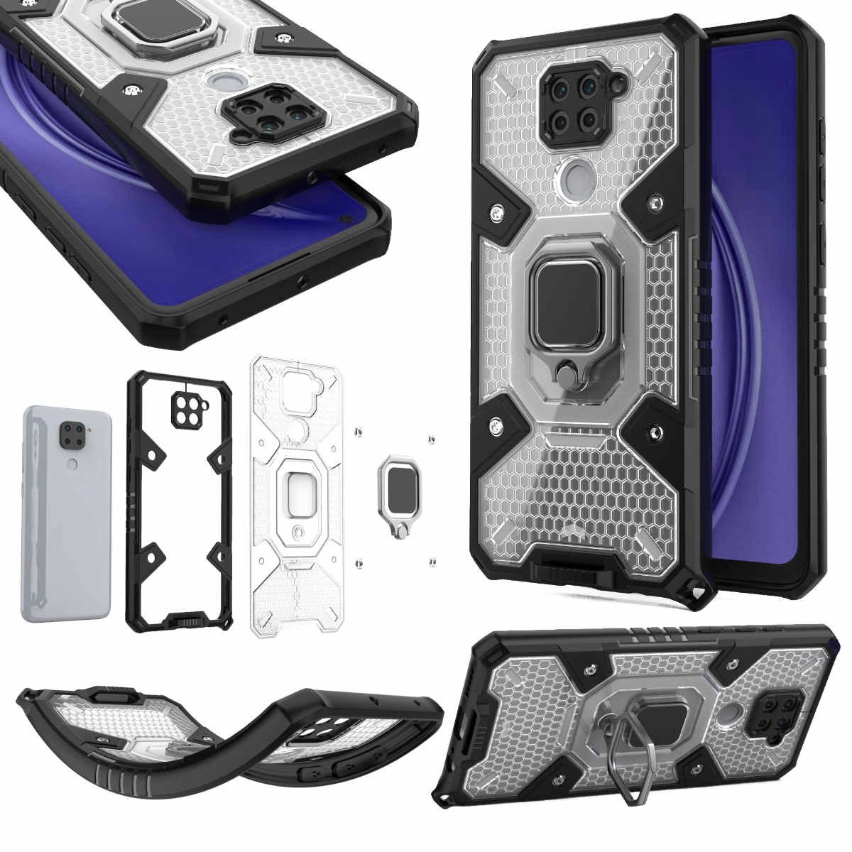 Wigento Handyhülle Für Xiaomi Redmi Note 9 Schock Hybrid Pc Tpu Ring