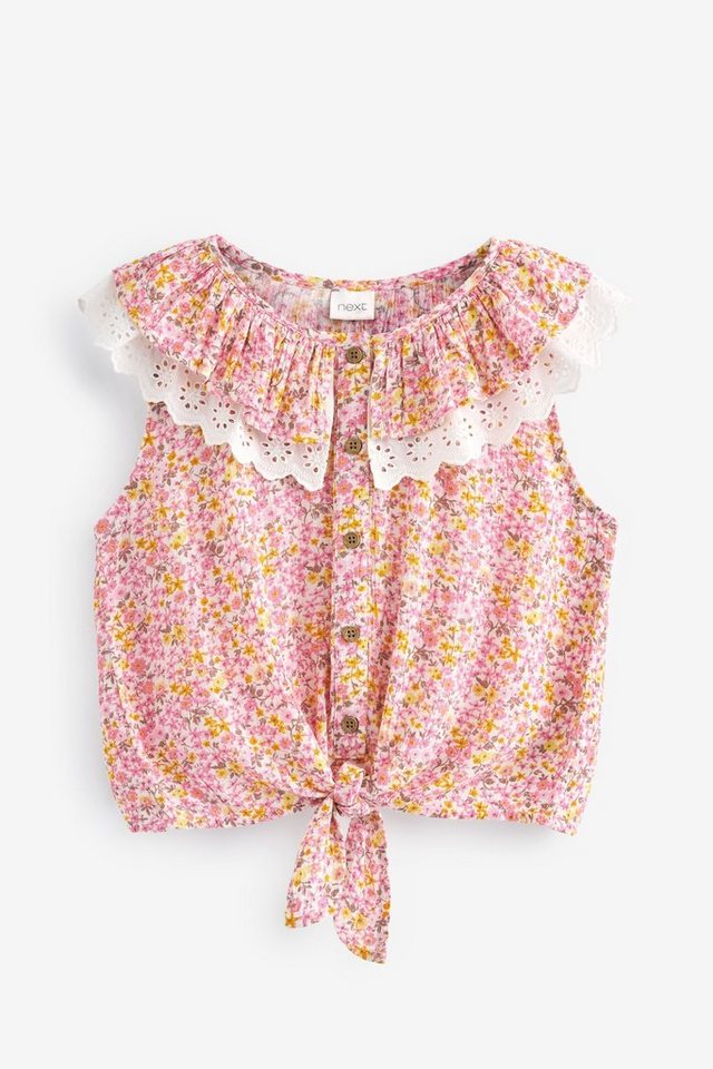 Next Blusentop Bluse Zum Binden Mit Rüschenkragen 1 Tlg Blau Rosa Weiß