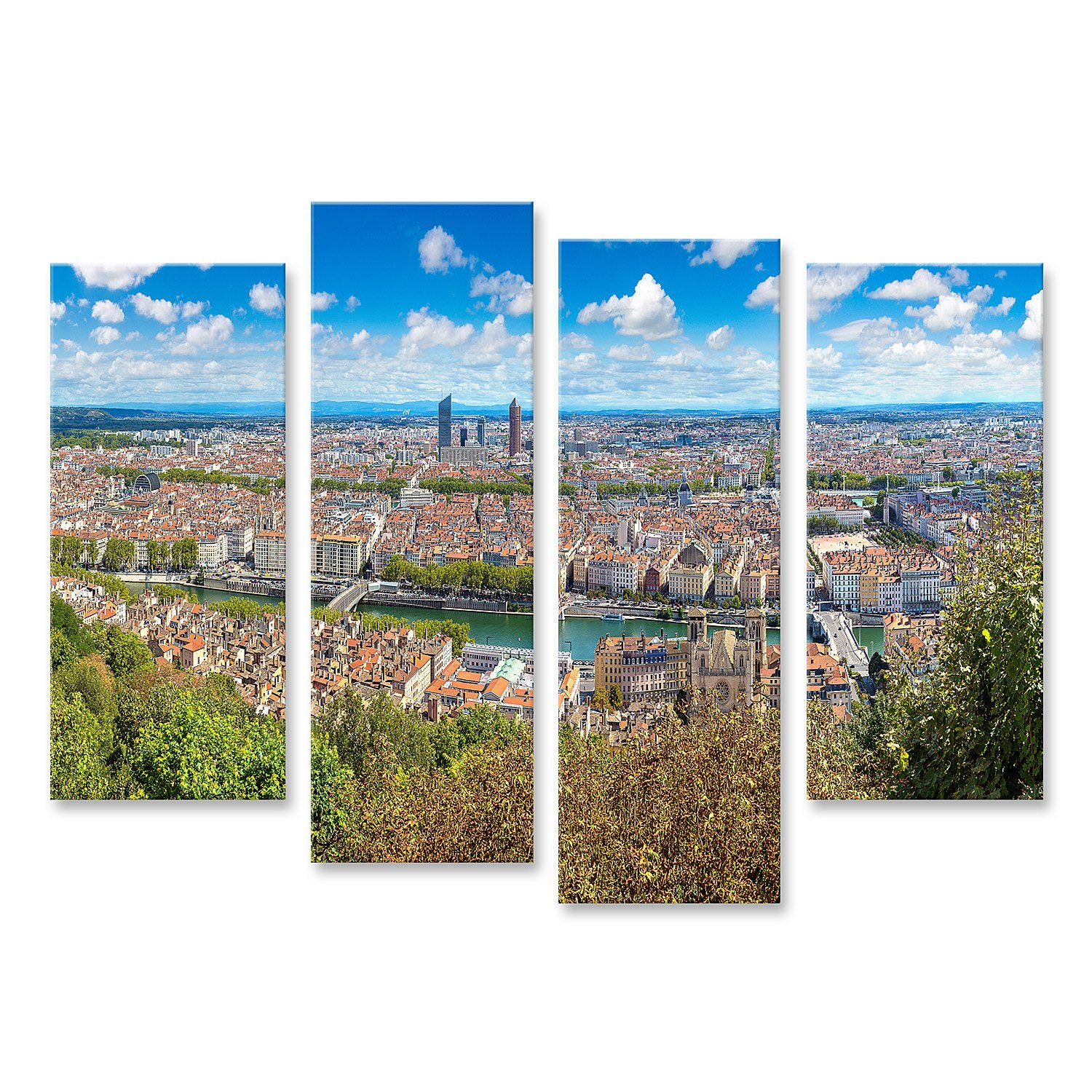 islandburner Leinwandbild Bild auf Leinwand Aerial Panoramablick von Lyon Frankreich in einem sc