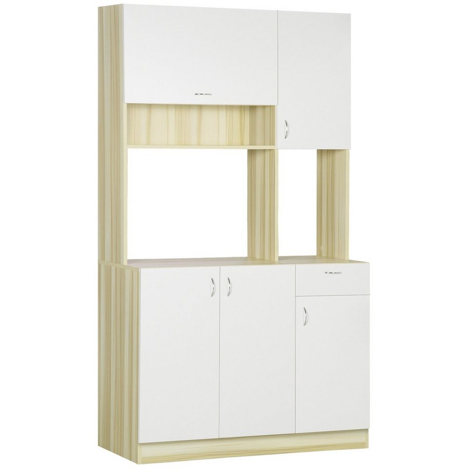 Homcom Küchenbuffet Mit 3 Regalen 4 Schränken 102 Cm × 48 Cm × 180 Cm