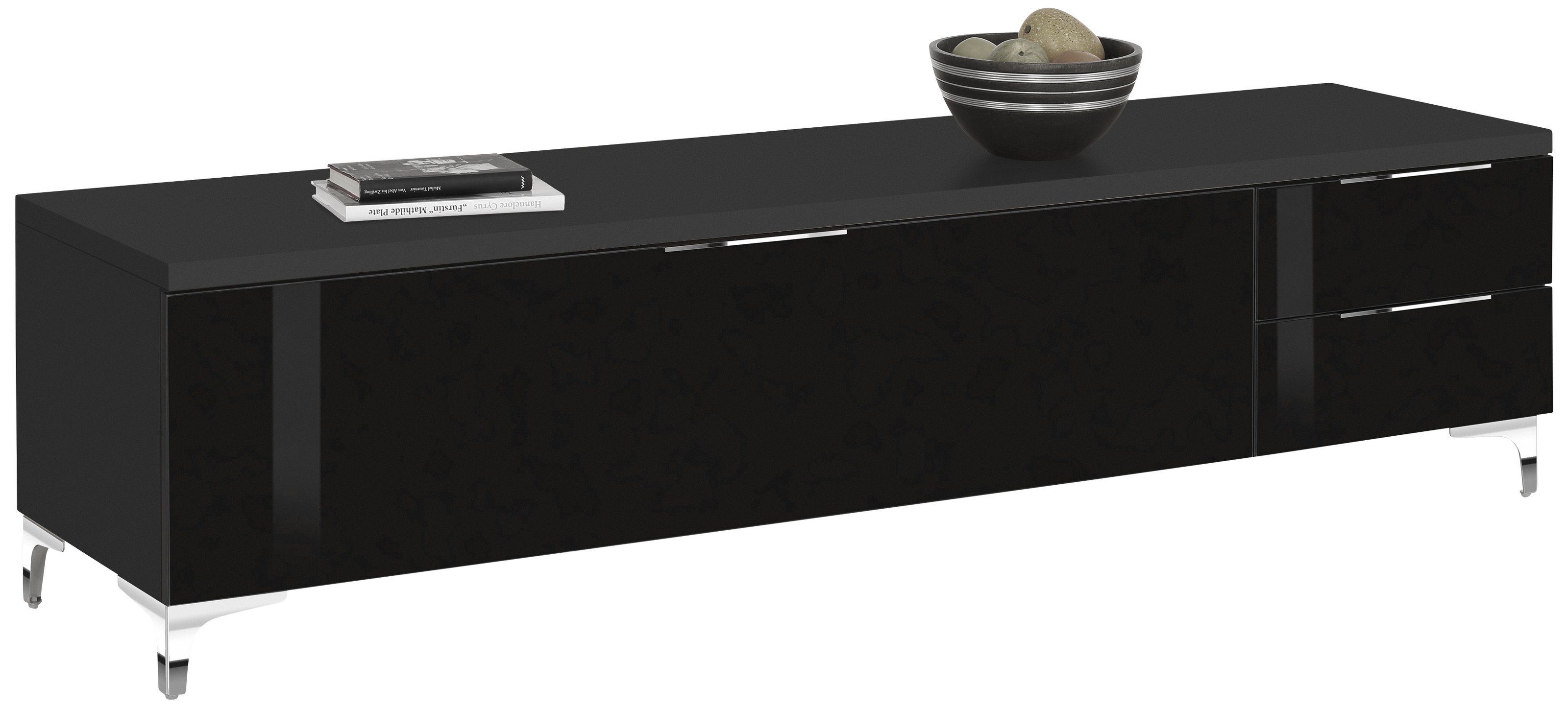 Möbelando Lowboard 20493742 In Schwarz Matt Schwarzglas Mit 2