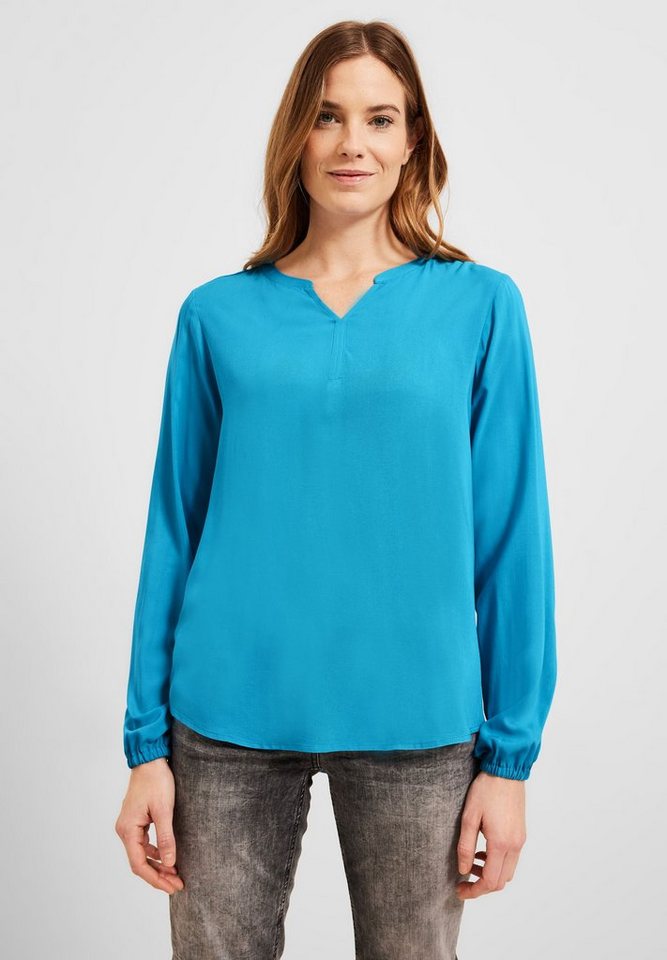 Cecil Klassische Bluse Cecil Bluse In Unifarbe In Club Blue 1 Tlg