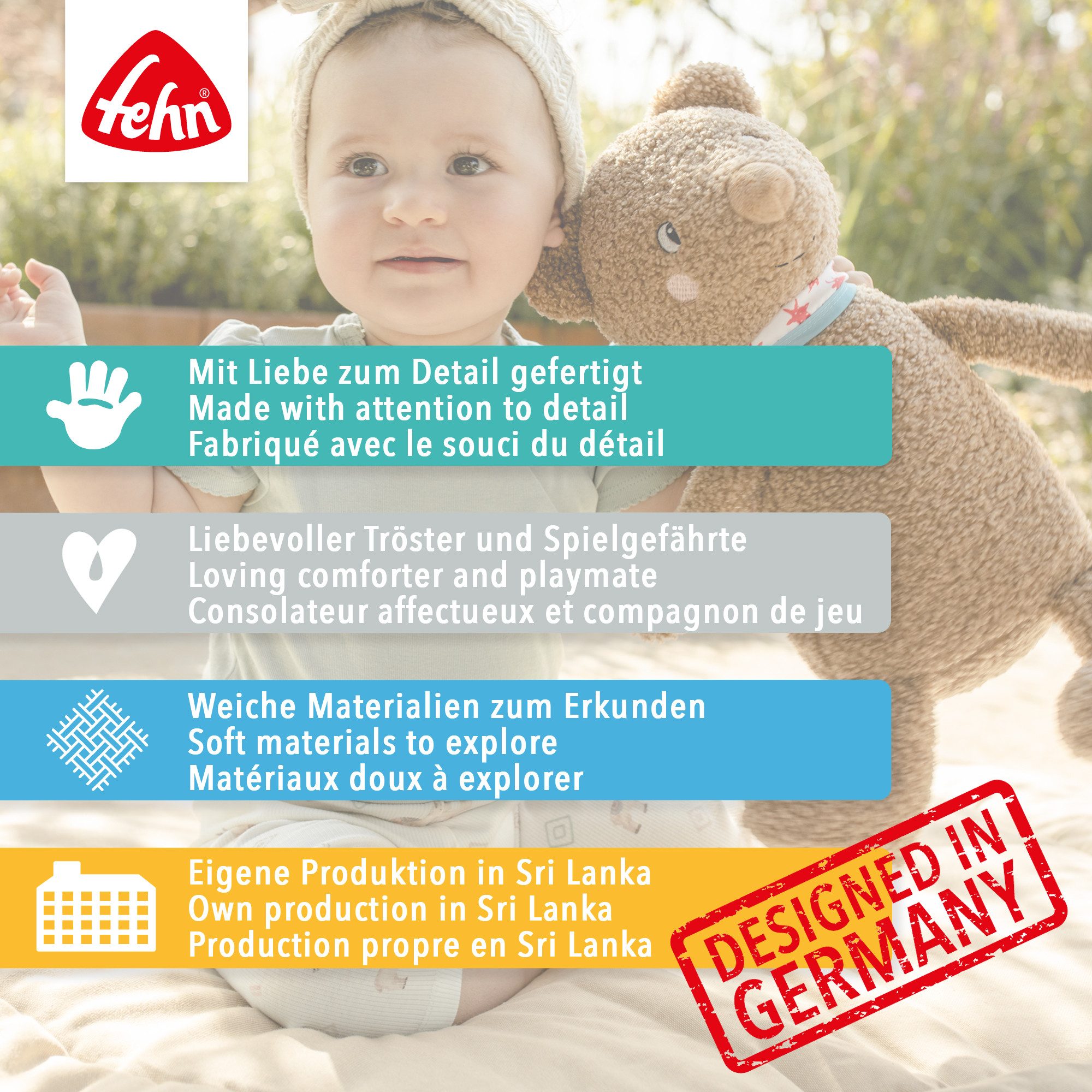 Fehn Kuscheltier FredErik, Bär Hello little One