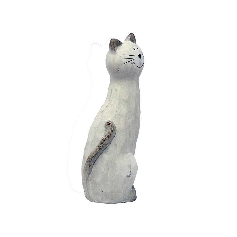 Bands Dekofigur Dekofigur Katze Sitzend Aus Terrakotta Weiß H 12 Cm