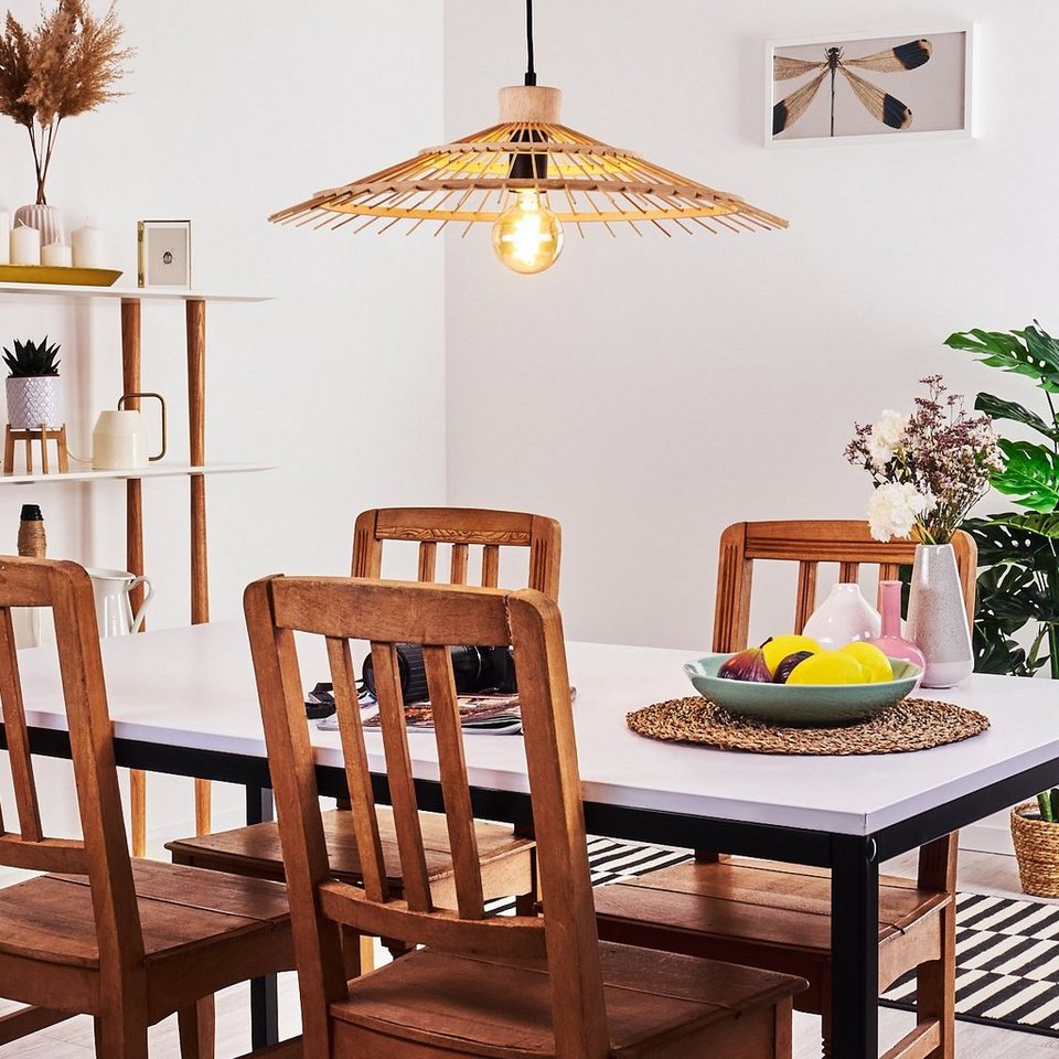 Hofstein Deckenleuchte Retro Hänge Pendel Lampen Runde Rattan Küchen