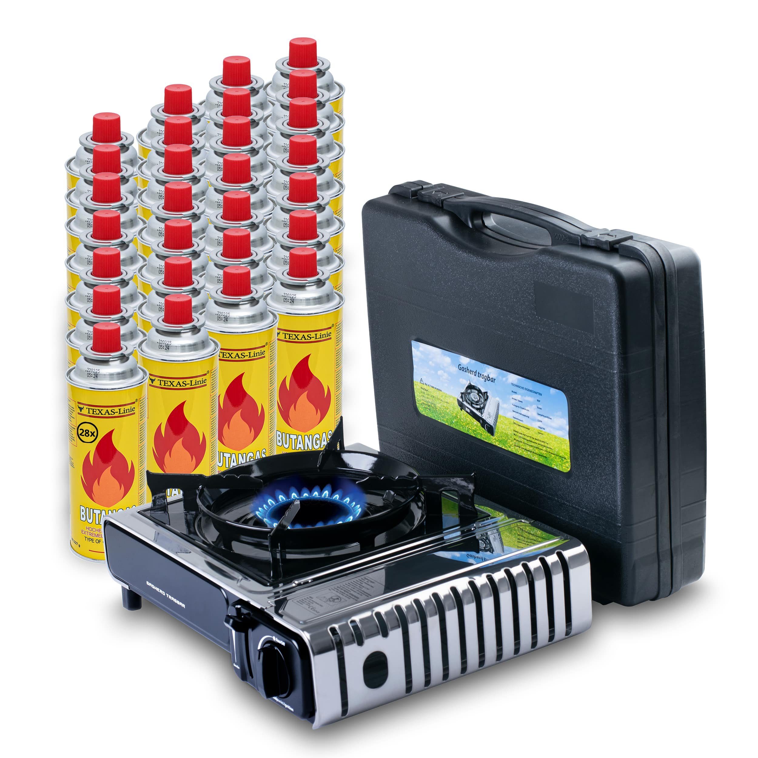 Sparsando Gaskocher Tragbarer Gaskocher + 28x Gaskartuschen für Camping ...