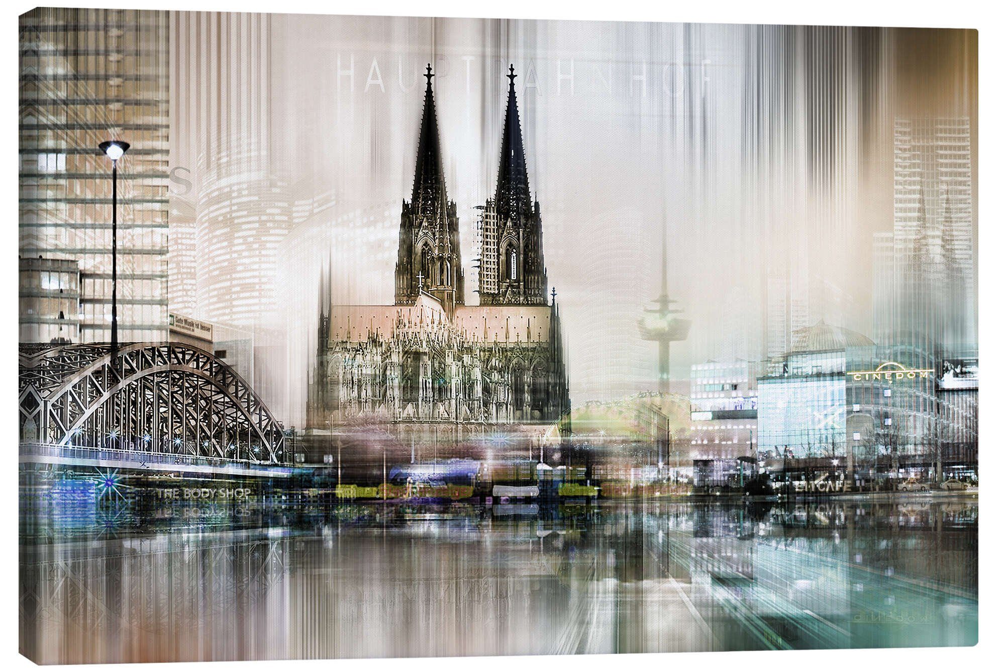 Posterlounge Leinwandbild Städtecollagen Kölner Skyline Abstrakt