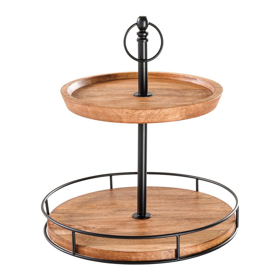 Riess Ambiente Dekoetagere Pure Nature Ø40cm Natur Schwarz