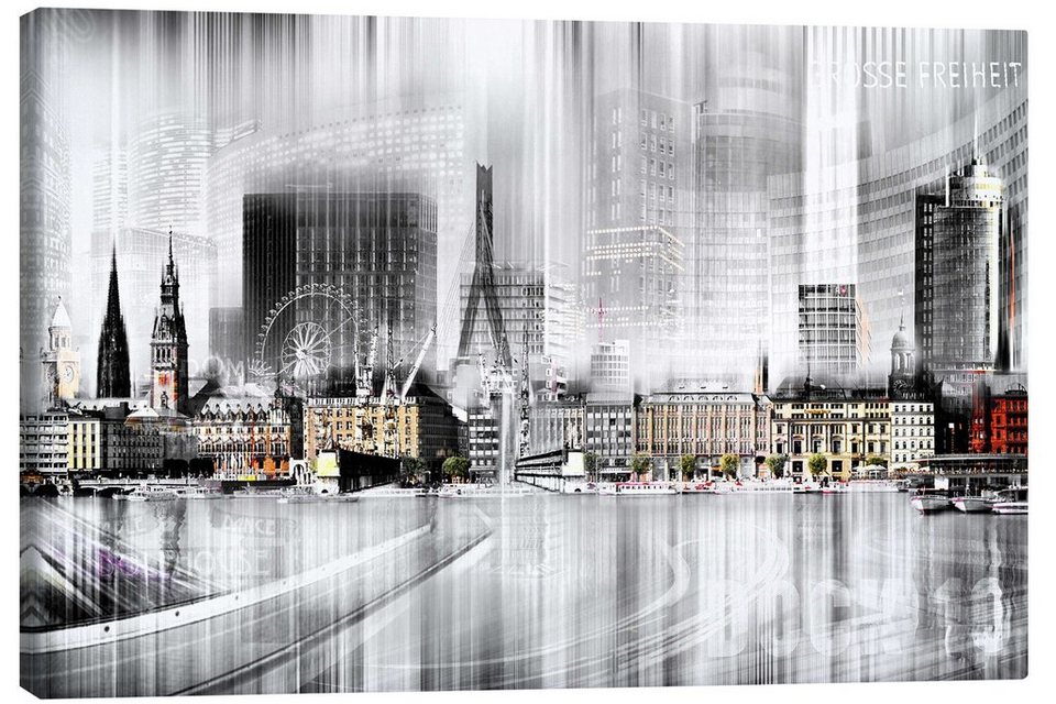 Posterlounge Leinwandbild Städtecollagen Hamburg Skyline Abstrakt