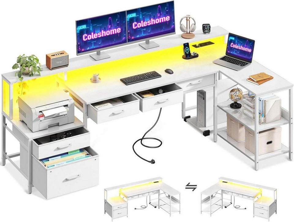 Luxuskollektion Eckschreibtisch Schreibtisch L Form Led Monitorständer