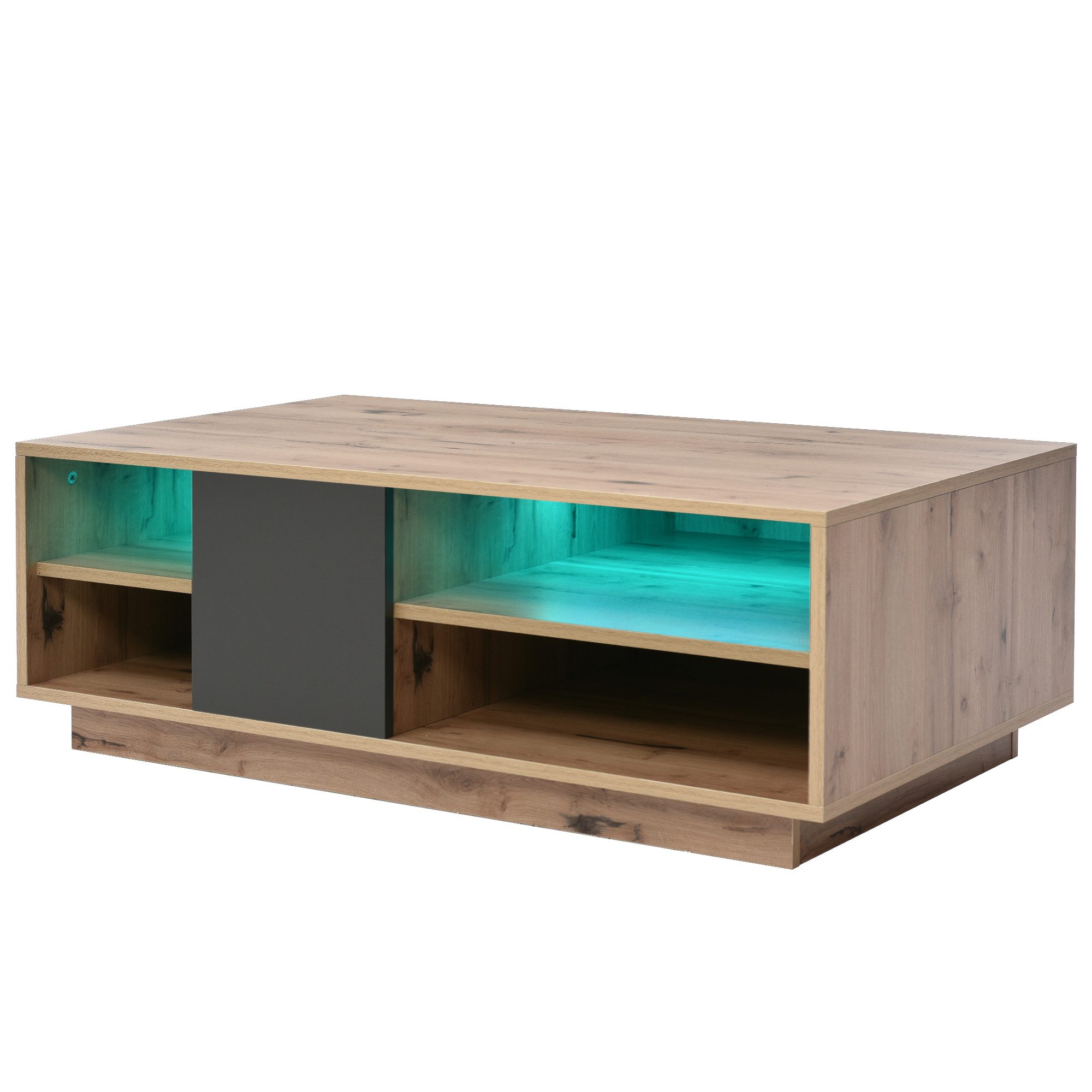 Rutaqian Couchtisch Teetisch Beistelltisch Kaffeetisch Mit Led