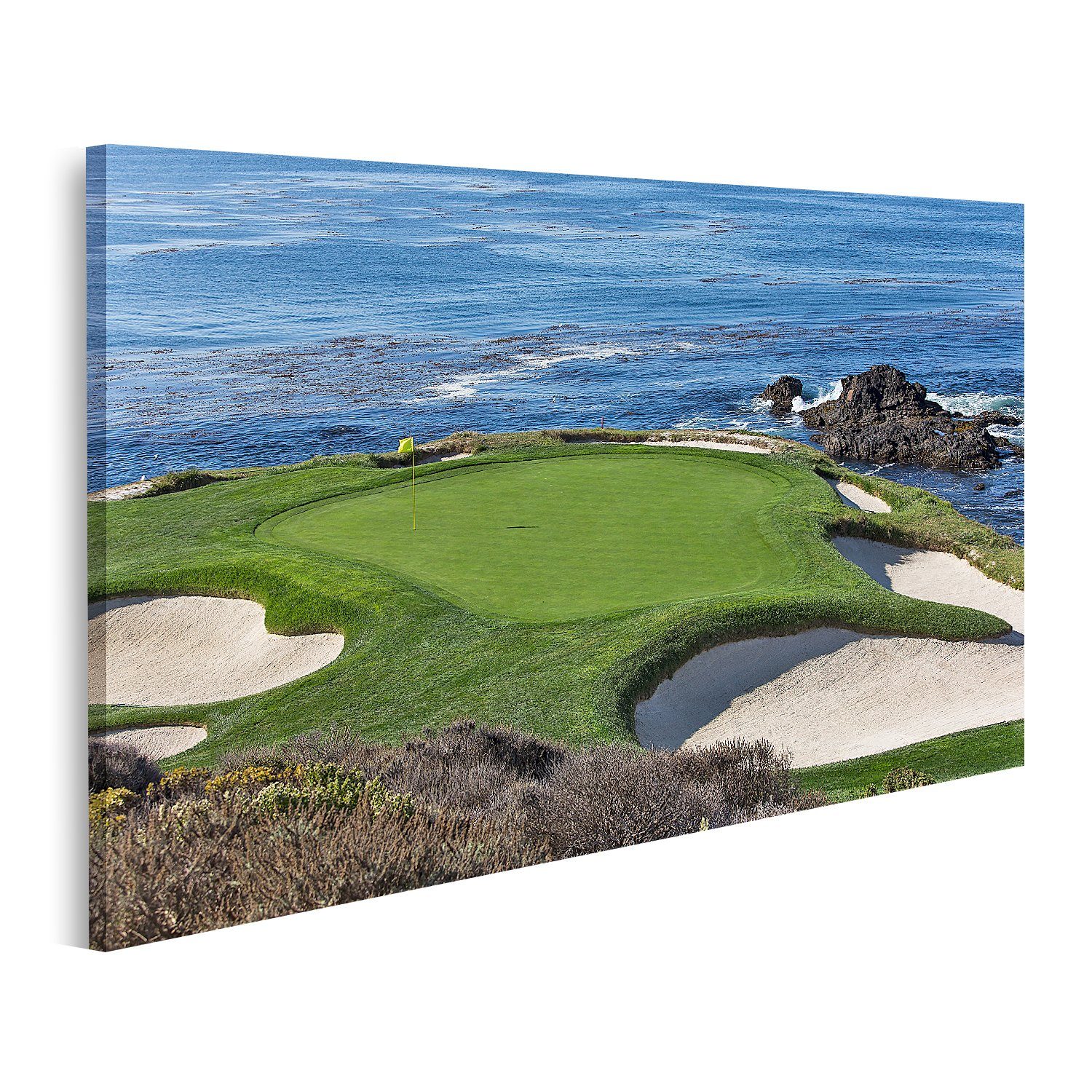 islandburner Leinwandbild »Bild auf Leinwand Ein Blick Auf Loch In Pebble Beach Golf Links ...